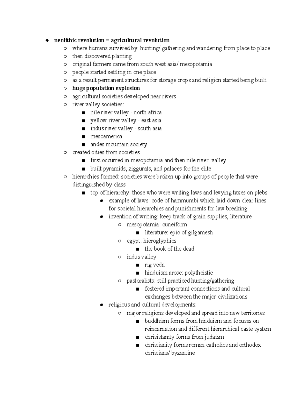 Year 1200 and before- year 1450 Notes - neolithic revolution ...
