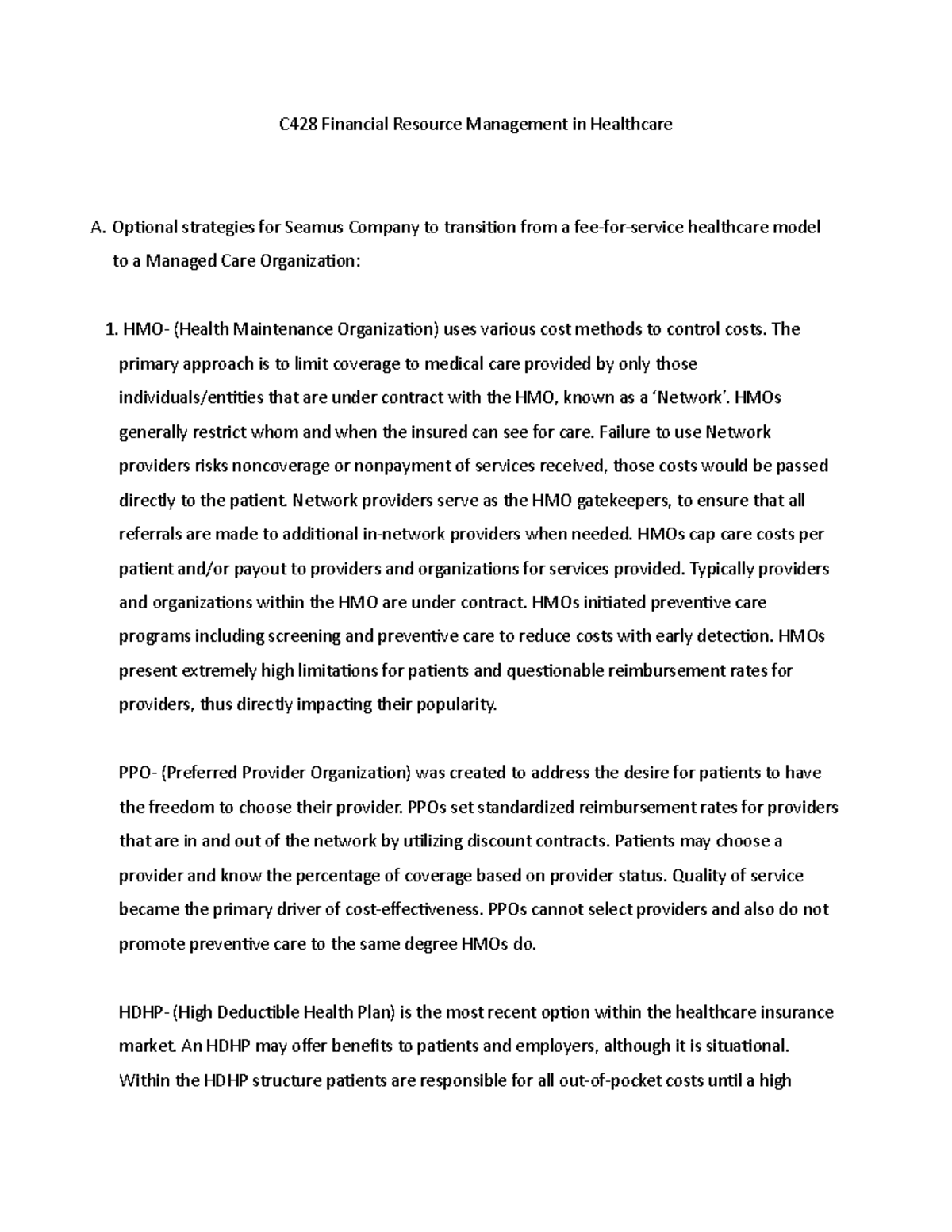 C428 - Passed first submission - C428 Financial Resource Management in ...