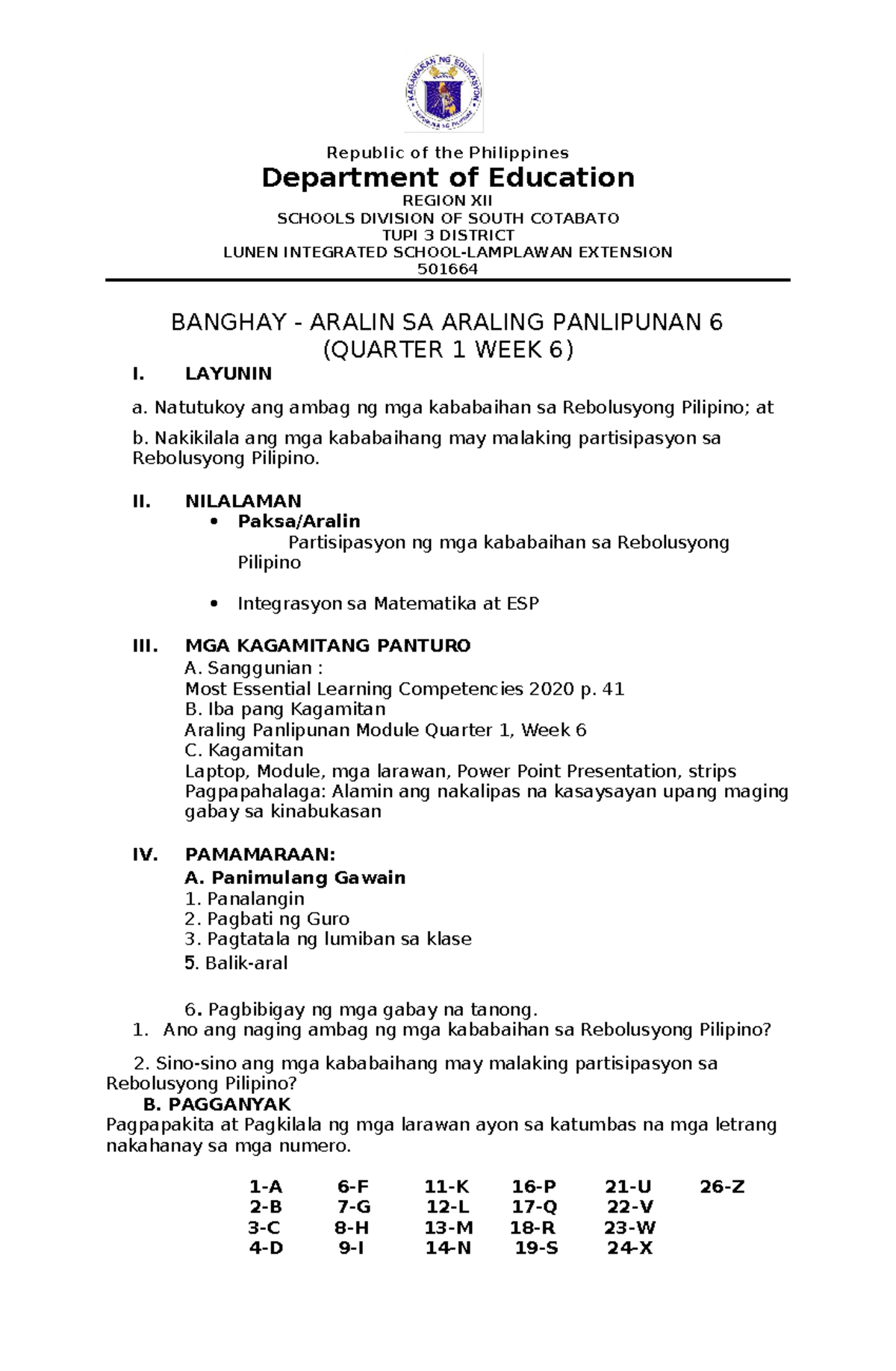 Demo LP - Republic of the Philippines Department of Education REGION ...