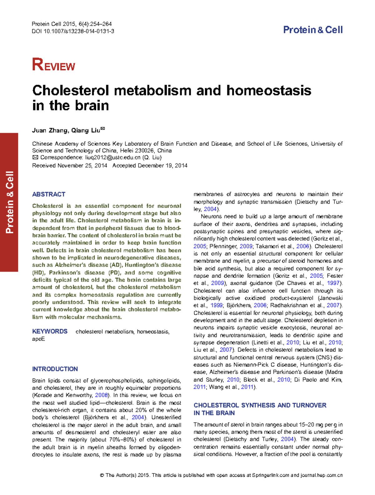 Cholesterol metabolismo and homoestasis in the brain - REVIEW ...