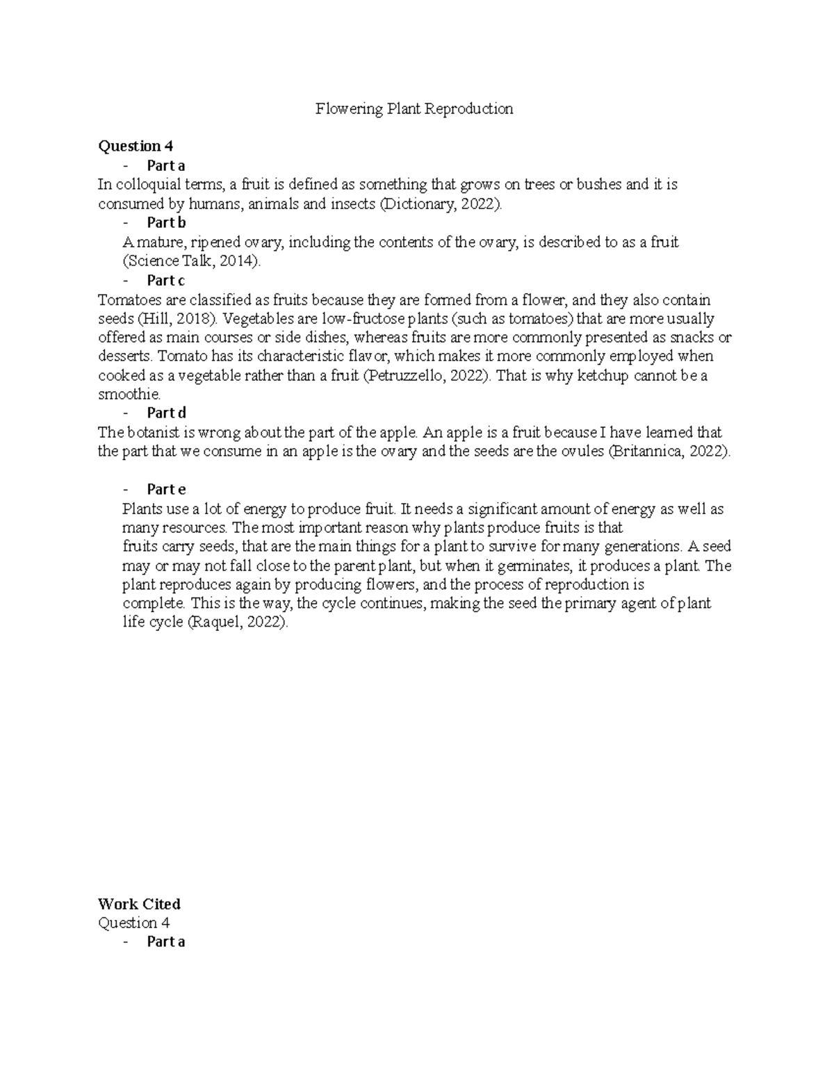 Flowering Plant Reproduction - Flowering Plant Reproduction Question 4 ...