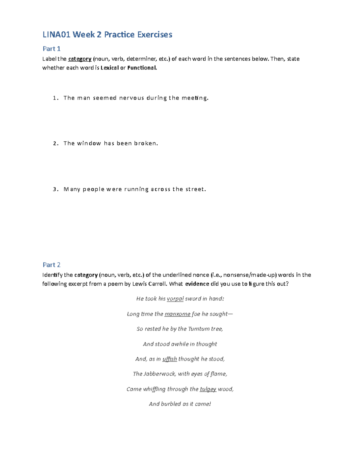 Week 2-Practice Exercises-Syntax I - LINA01 Week 2 Practice Exercises ...