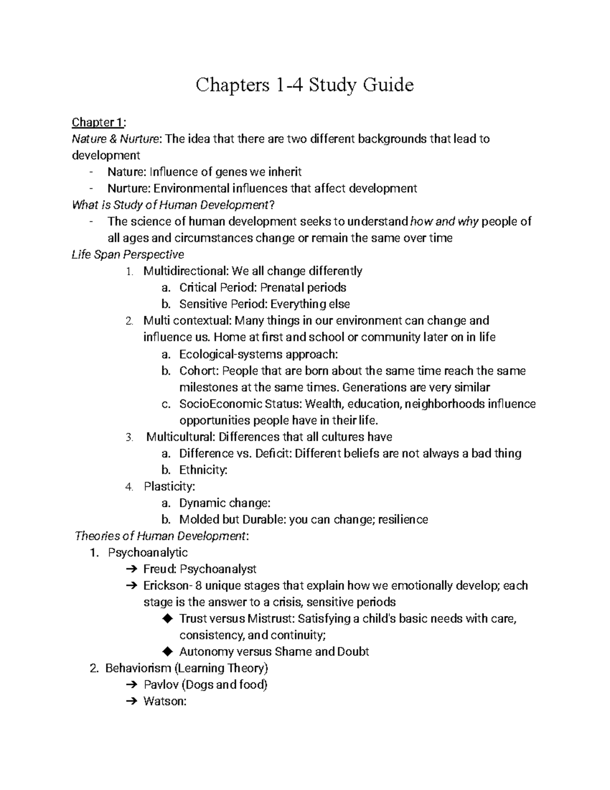 HD 101 Study Guide - Chapters 1-4 Study Guide Chapter 1: Nature ...