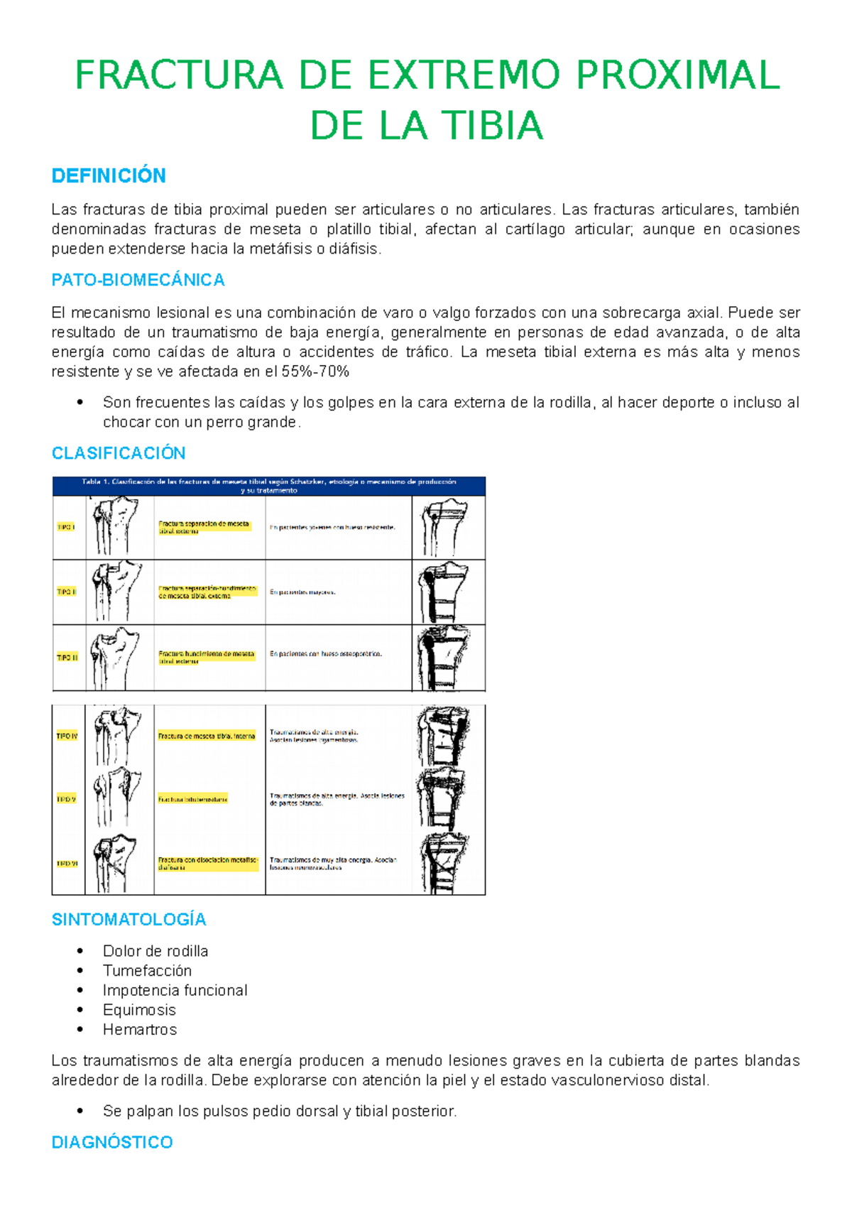 Fracturas DE LA Tibia - FRACTURA DE EXTREMO PROXIMAL DE LA TIBIA ...
