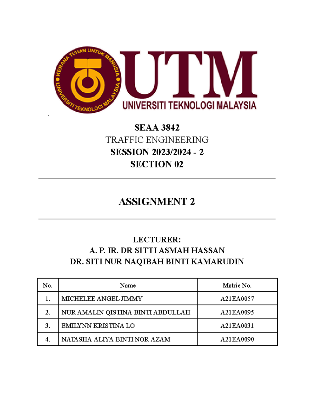 Traffic Assignment 2 Seaa 3842 Traffic Engineering Session 2023