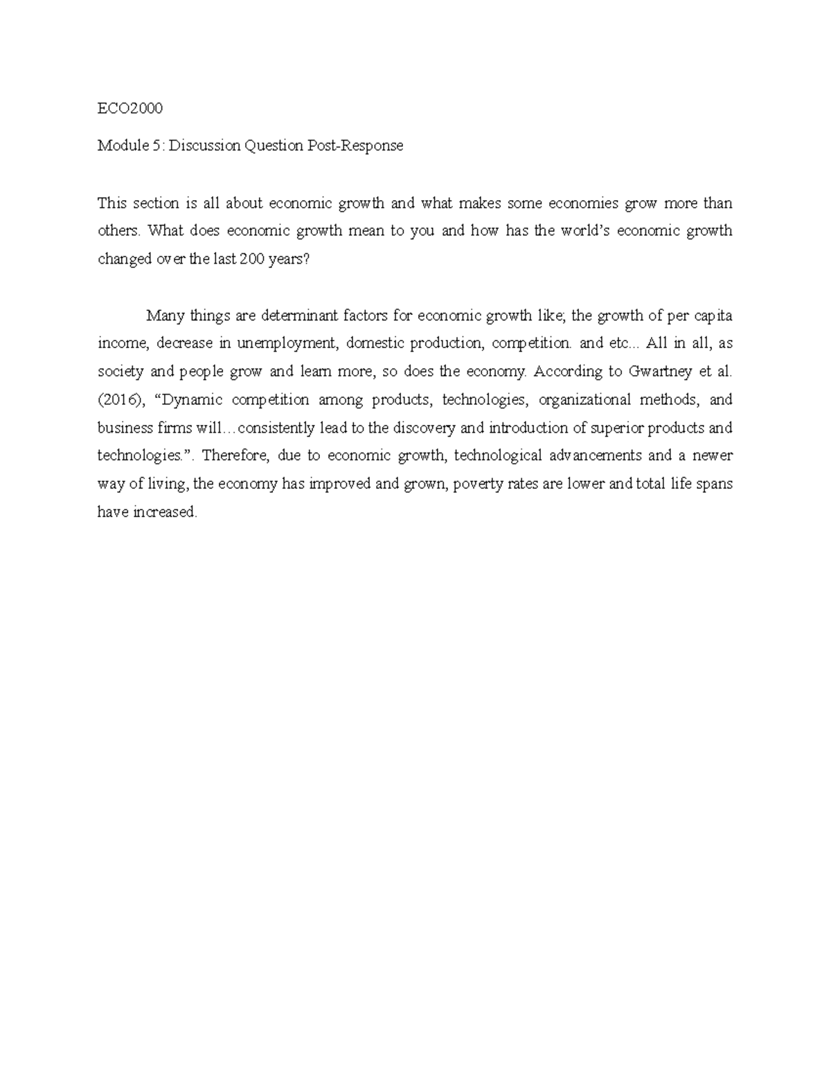 Module 5- Discussion Question Post-Response - ECO Module 5: Discussion ...