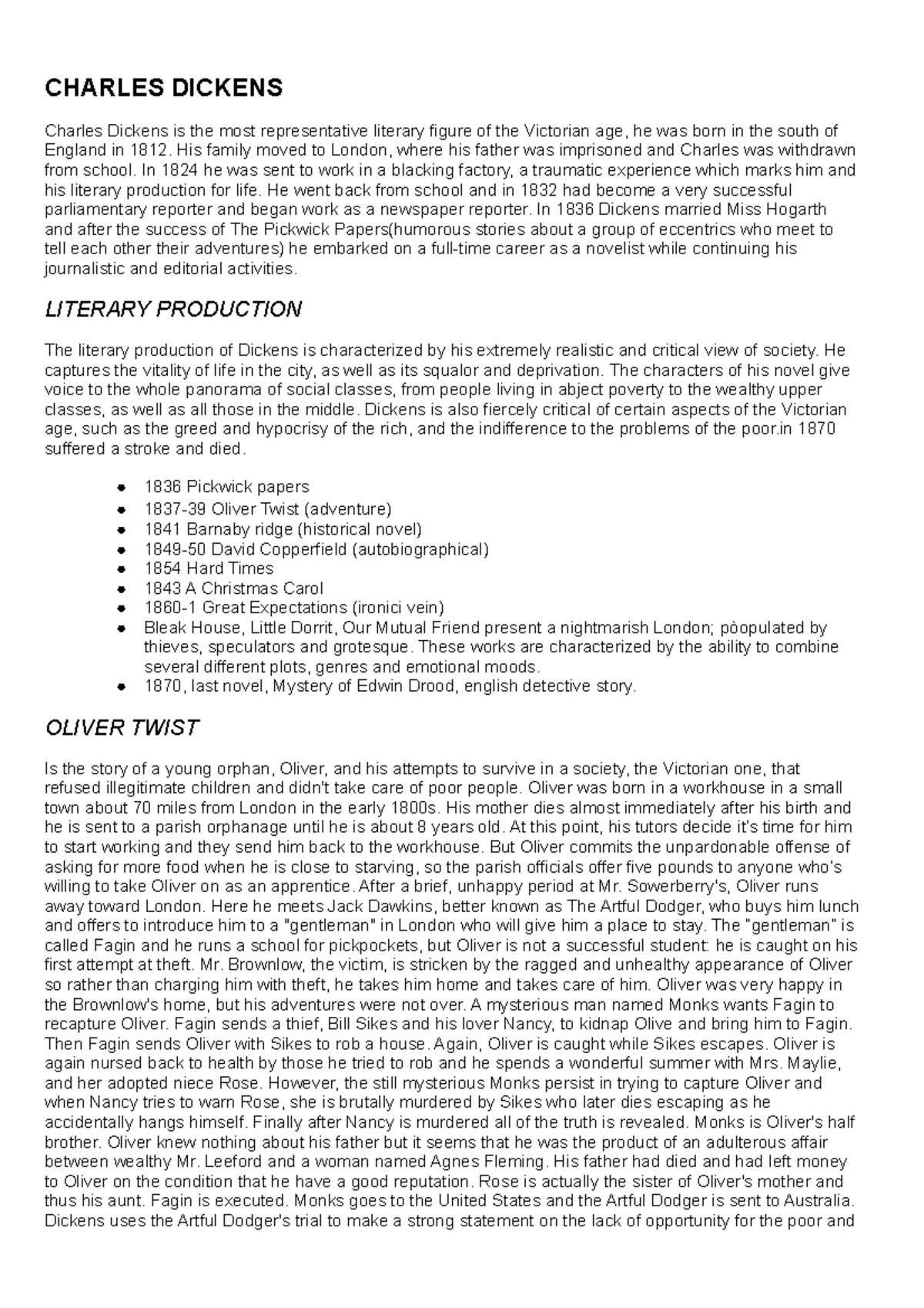 Charles Dickens - CHARLES DICKENS Charles Dickens is the most ...