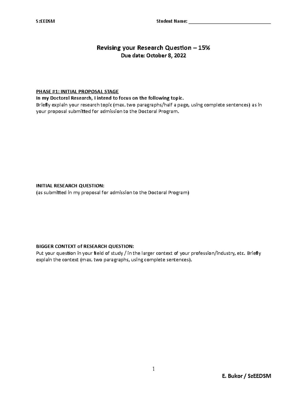 Research Question Worksheet, Fall 2022 - Revising your Research ...