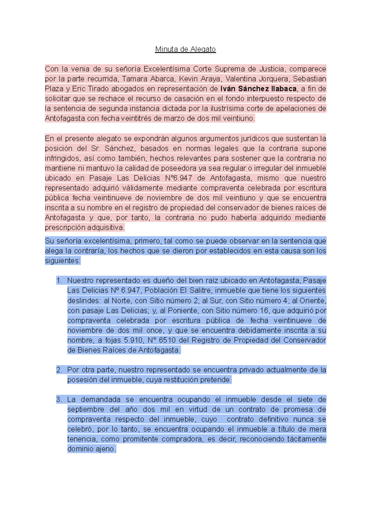 Minuta de Alegato - bjbbb - Minuta de Alegato Con la venia de su ...