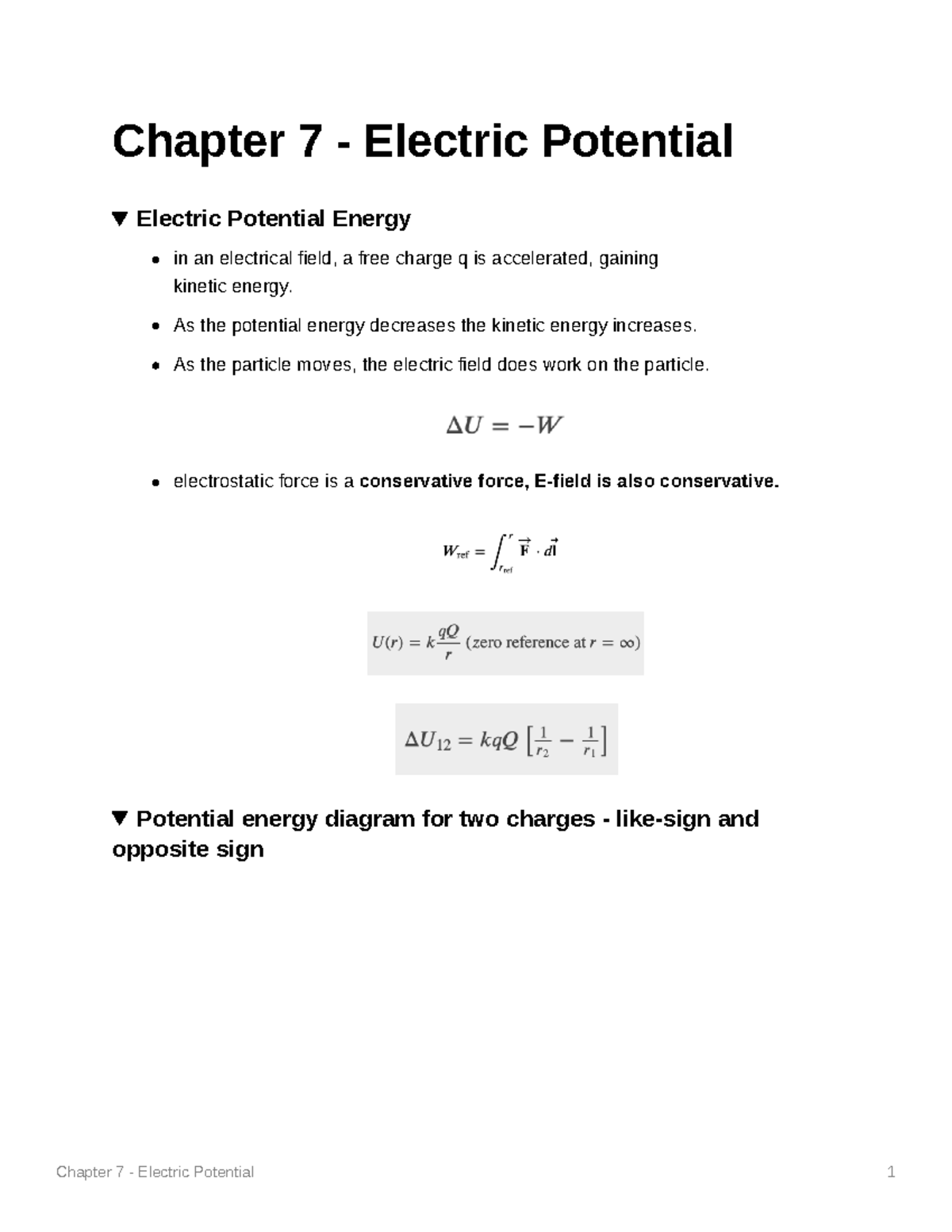 Chapter 7 - These are lecture notes from Prof. Balint's class made from ...