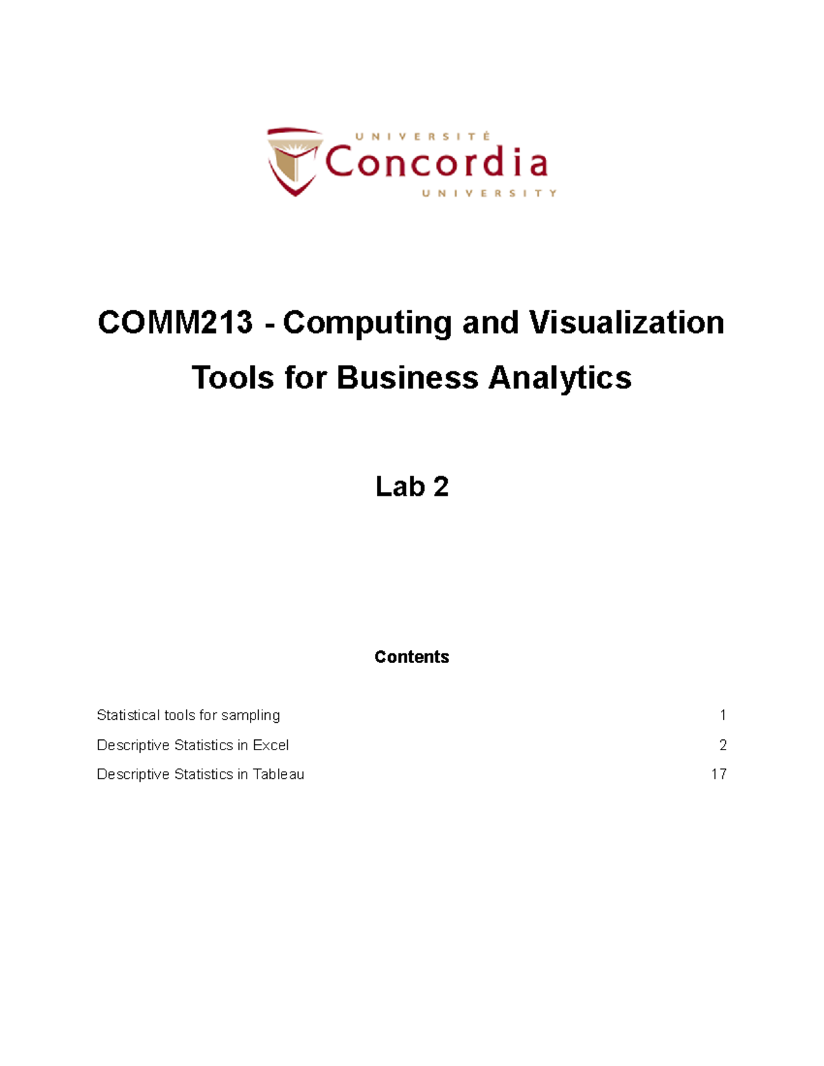 Lab 2 notes - Brief note of the LAB - COMM213 - Computing and ...