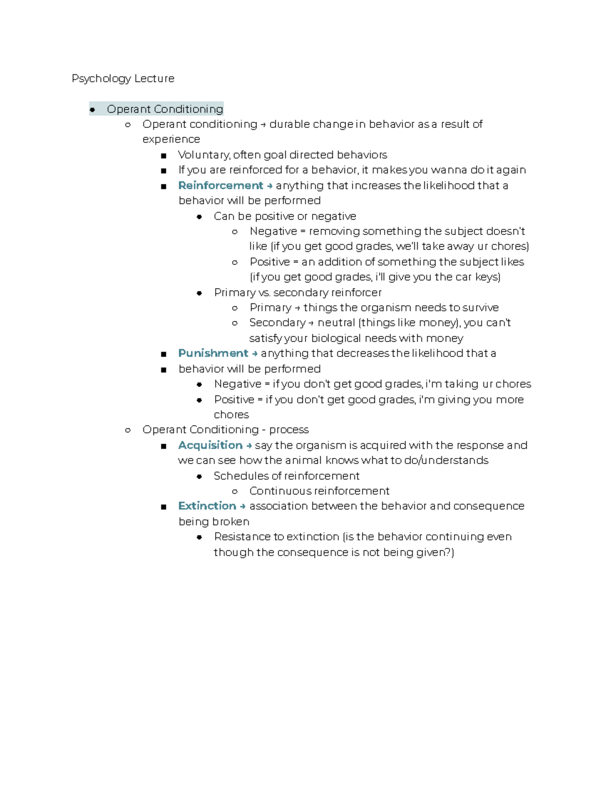 Psychology Operant Conditioning - Psychology Lecture Operant ...