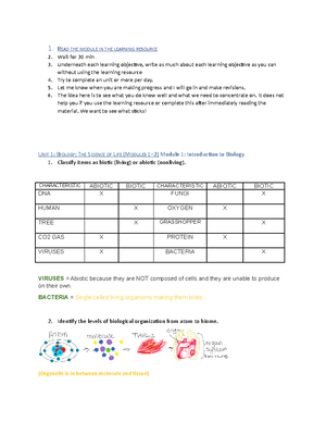 C190 Learning Objectives - WGU - Introduction to Biology - C190 ...