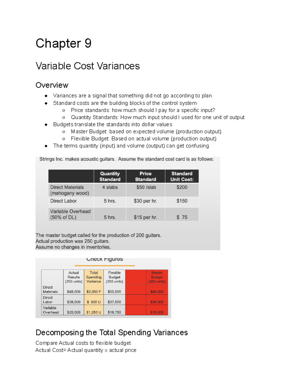 Chapter 9 - Chapter 9 Variable Cost Variances Overview Variances are a ...