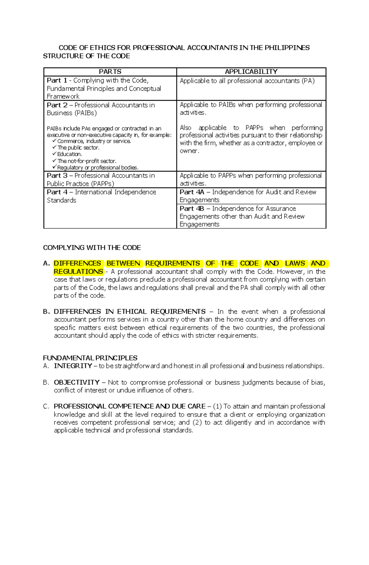 Code of Ethics - CODE OF ETHICS FOR PROFESSIONAL ACCOUNTANTS IN THE ...