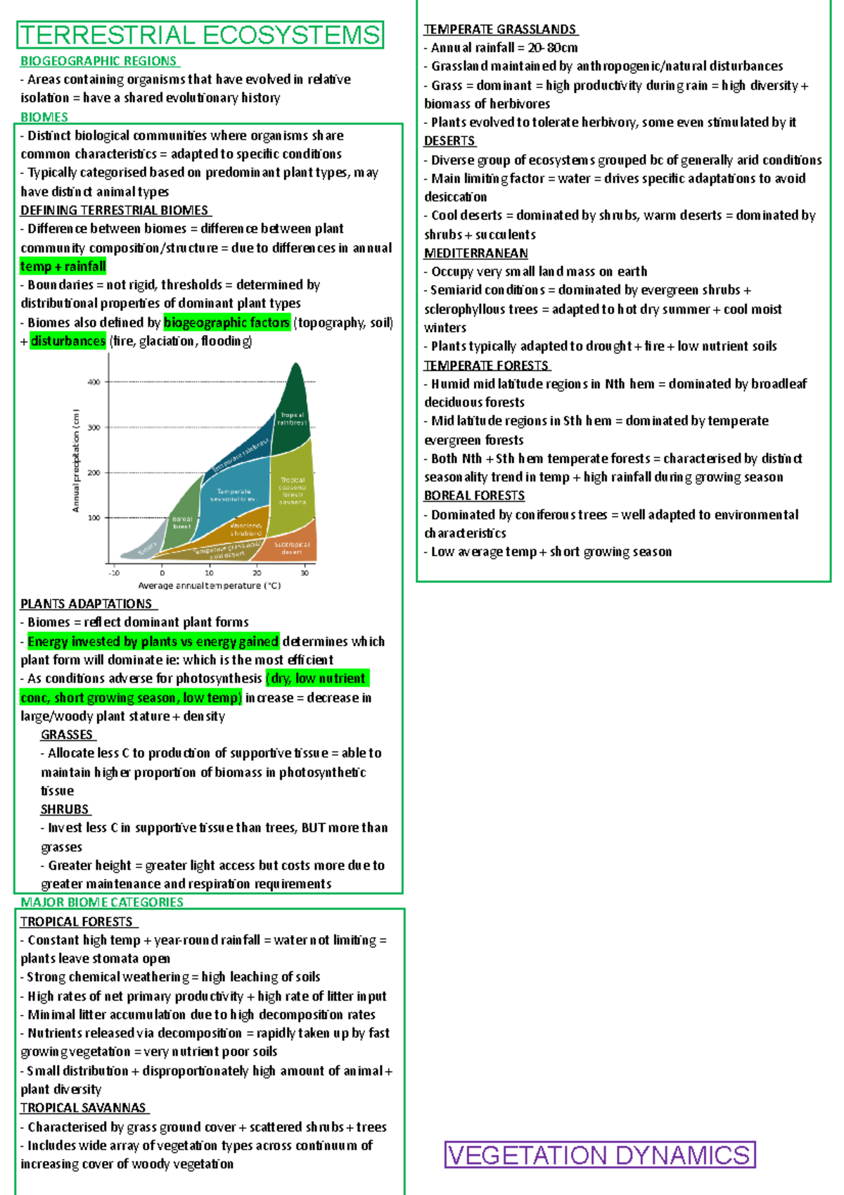 BIOEB303 Notes - TERRESTRIAL ECOSYSTEMS BIOGEOGRAPHIC REGIONS Areas ...