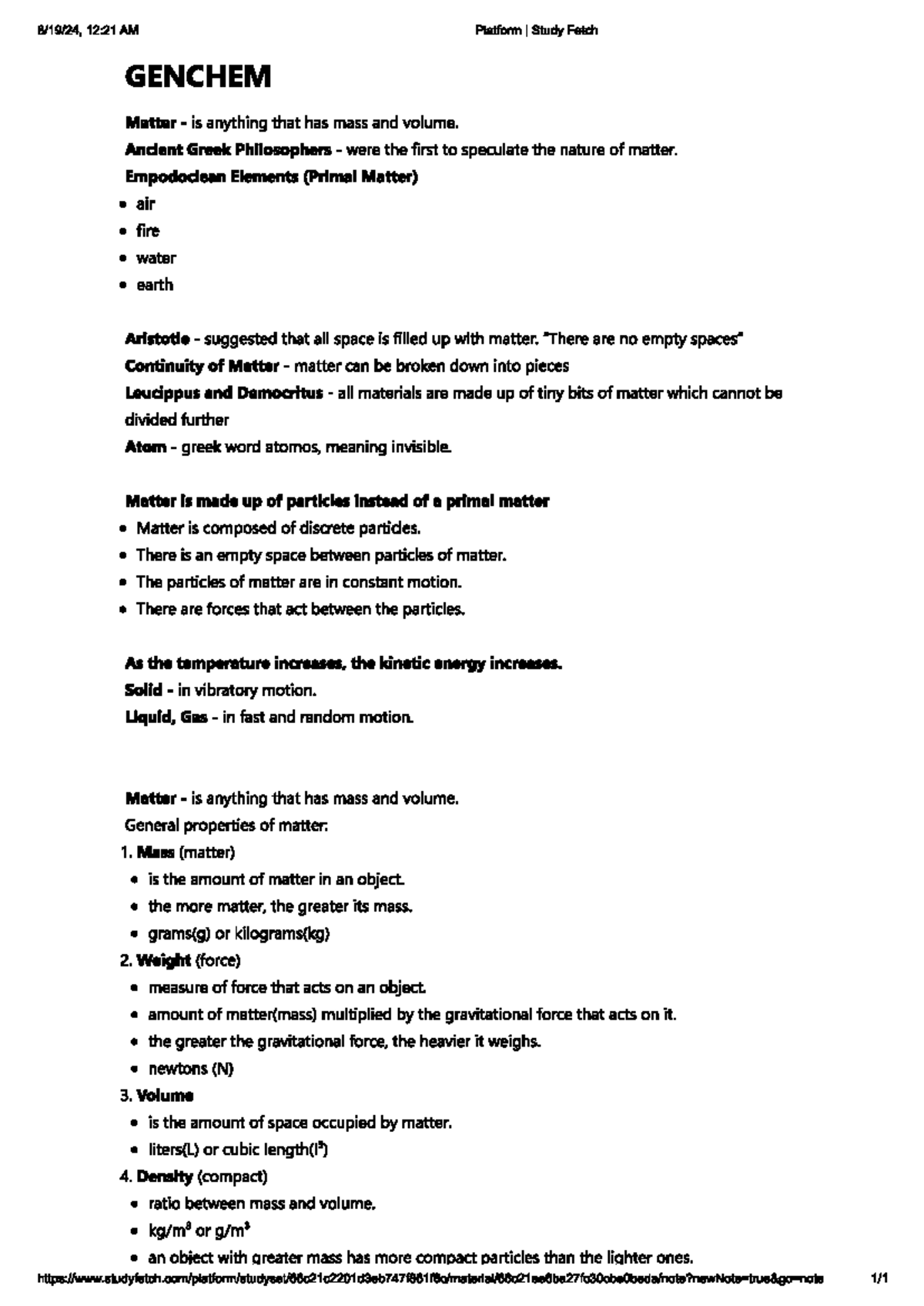Genchem 1 - reviewer - 12:21 AM Platform I Study Fetch GENCHEM Matter ...