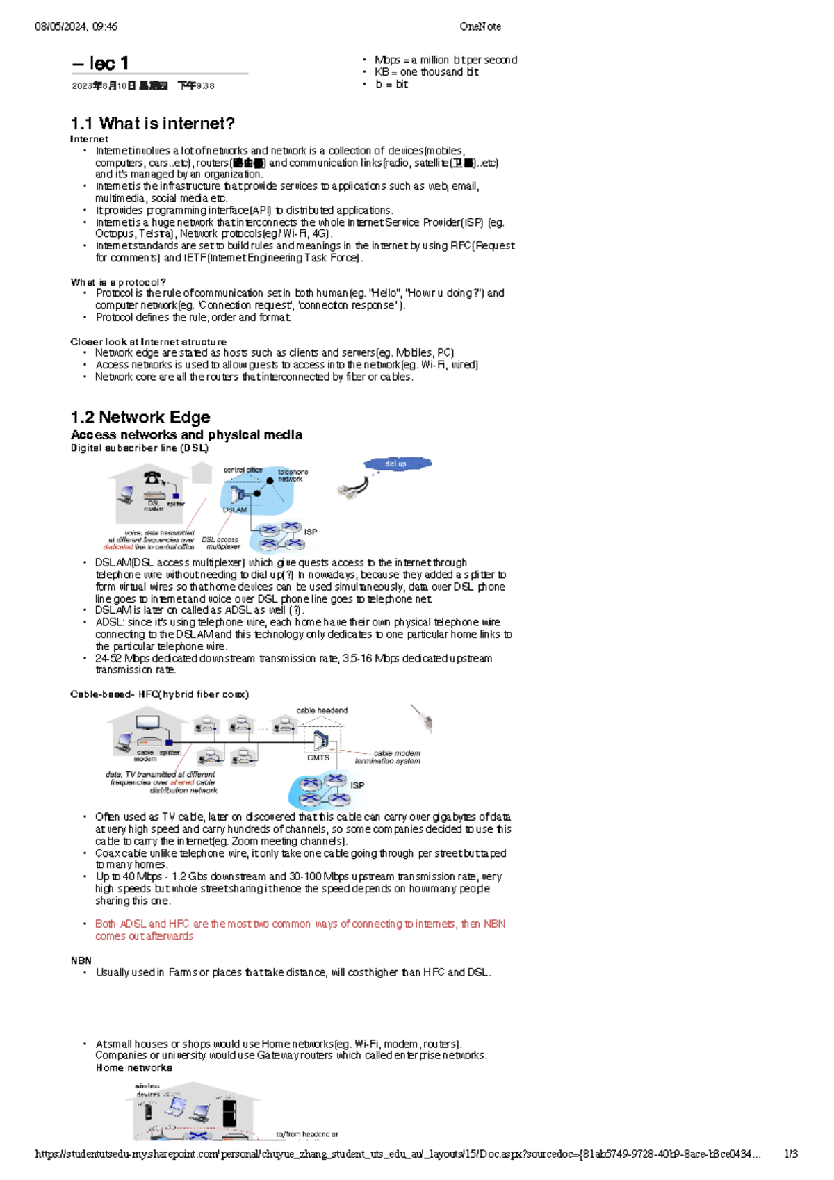Network lec note - lec 1 notes - lec 1 2023 年 8 月 10 日 星期四 下午9: 1 What ...