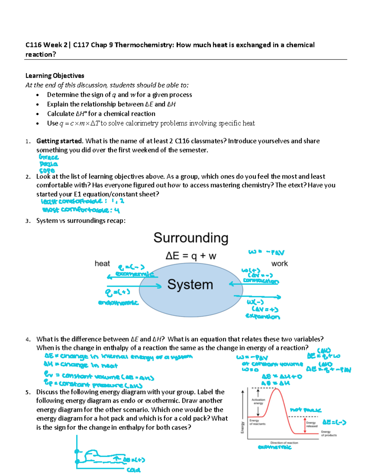 CH9 thermochemistry - C116 Week 2| C117 Chap 9 Thermochemistry: How ...