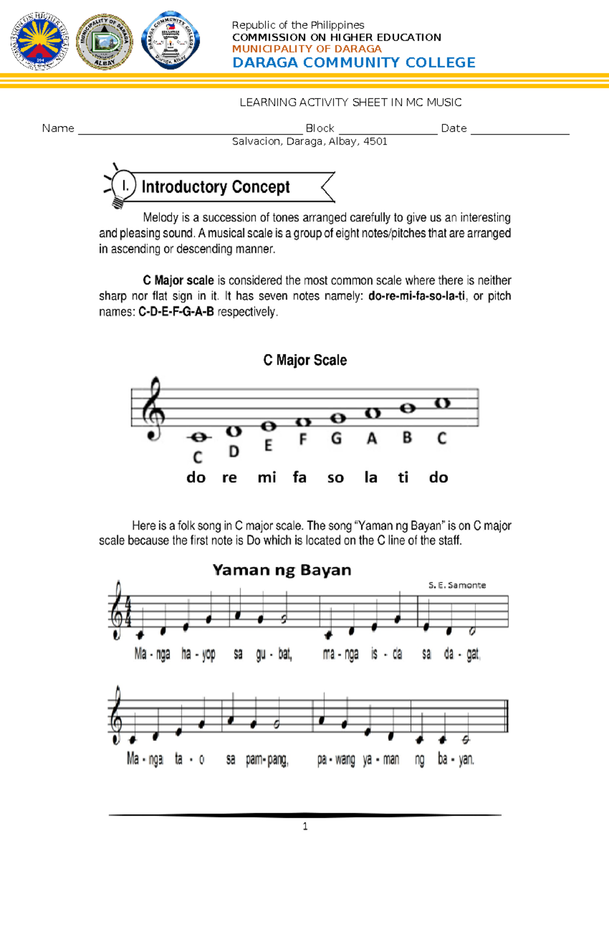 LAS-MC-Music - Lecture notes - Education - Republic of the Philippines ...