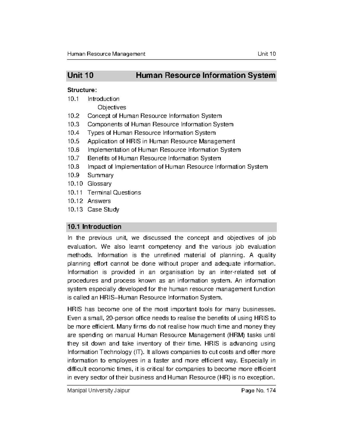 Unit 10 - Human Resource Information System - Unit 10 Human Resource ...