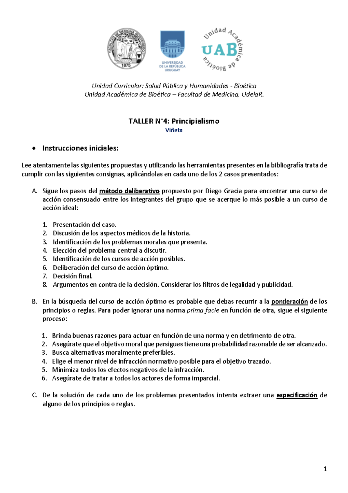 4. Principialismo - Unidad Curricular: Salud Pública y Humanidades ...