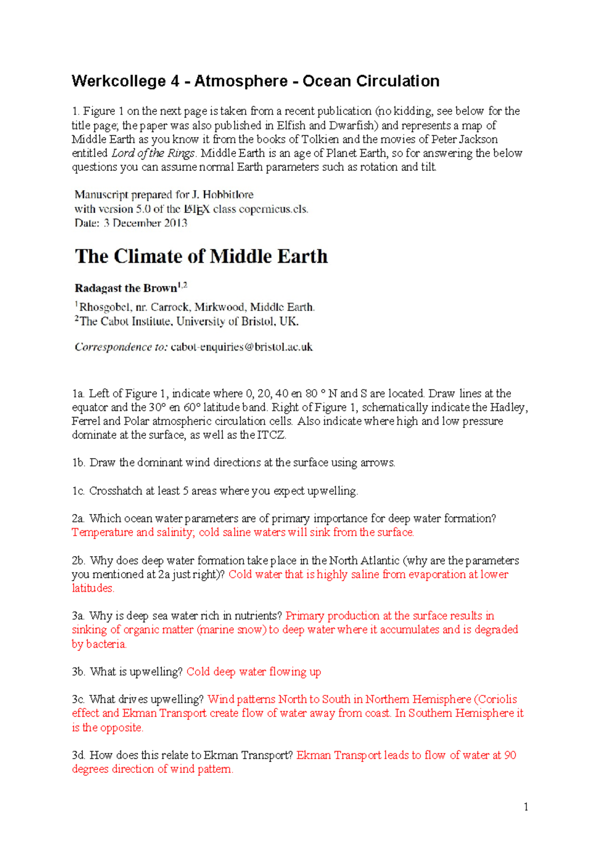 4 WC4 Werkcollege Ocean Circulation Uitwerkingen - Werkcollege 4 ...