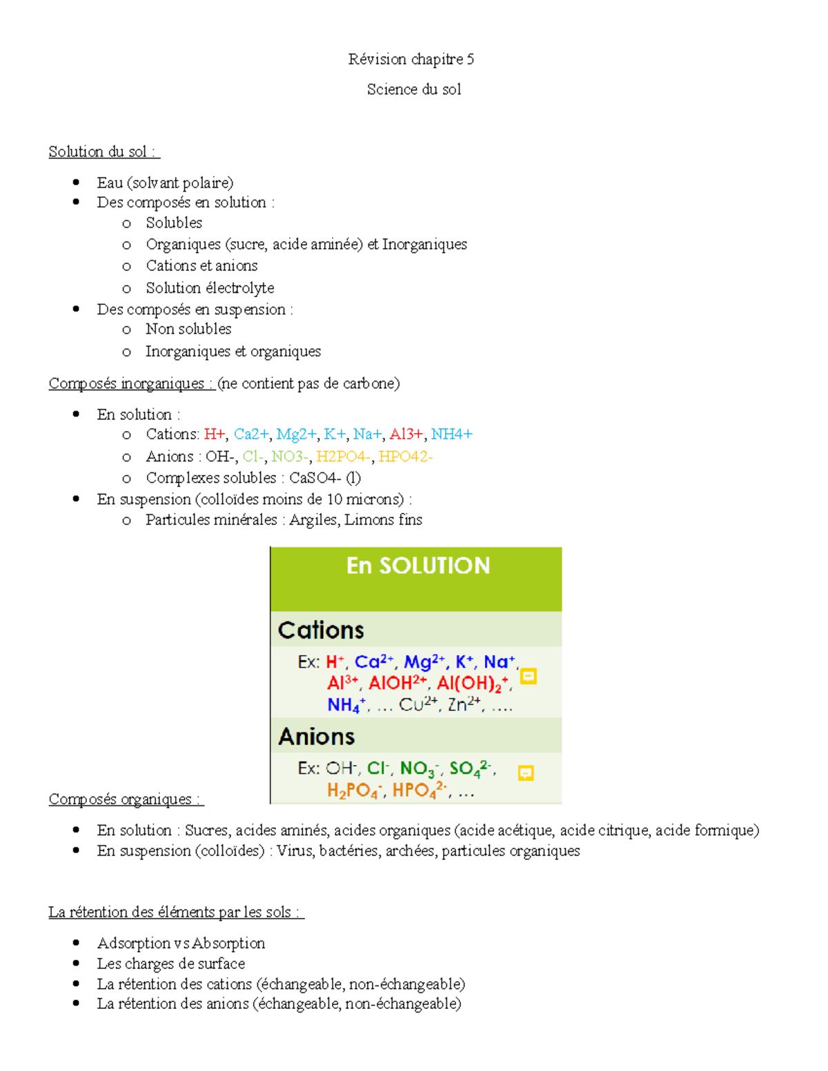 Révision chapitre 5 : Science du sol 2019 - Révision chapitre 5 Science ...