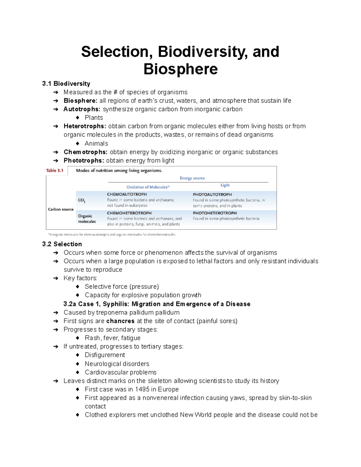 Unit 3 - Unit 3 - Selection, Biodiversity, and Biosphere 3 Biodiversity ...