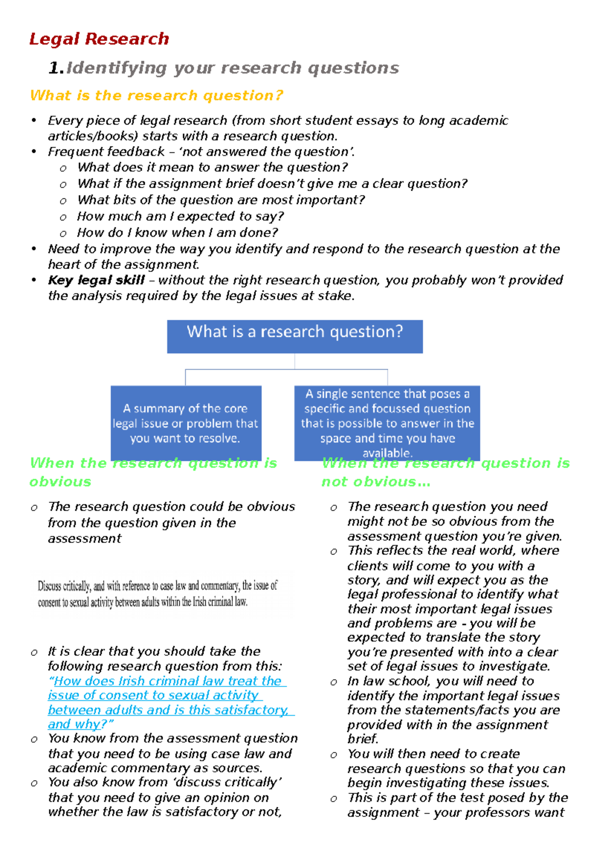 Legal Skills Topic 7 - Lecture notes 7 - Legal Research 1 your research ...