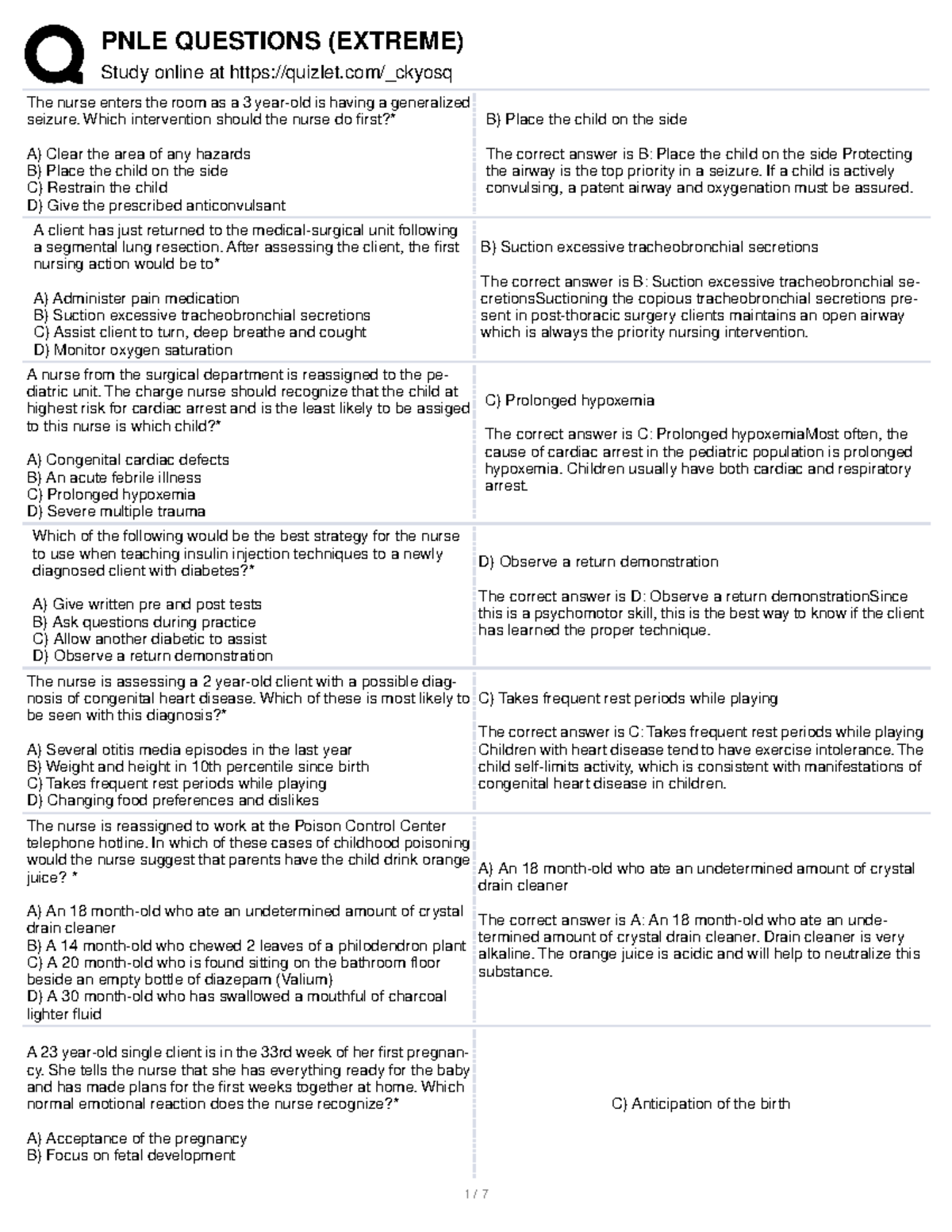 PNLE Questions ( Extreme) - Study online at quizlet/_ckyosq The nurse ...