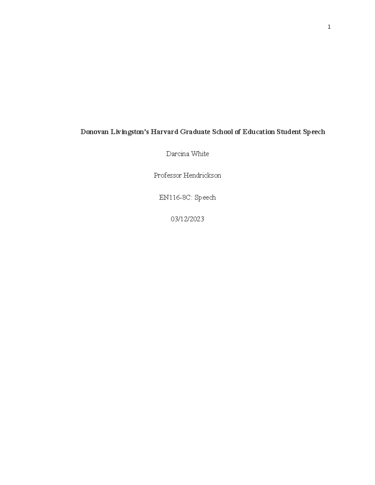 Donovan Livingston's Speech - 1 Donovan Livingston's Harvard Graduate ...