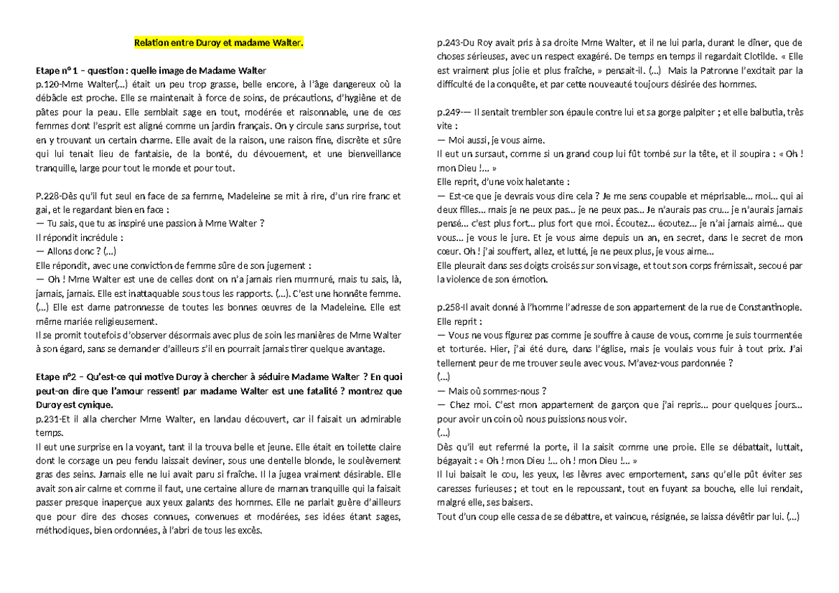 Bel Ami - MM et MW - Bel ami - Relation entre Duroy et madame Walter ...