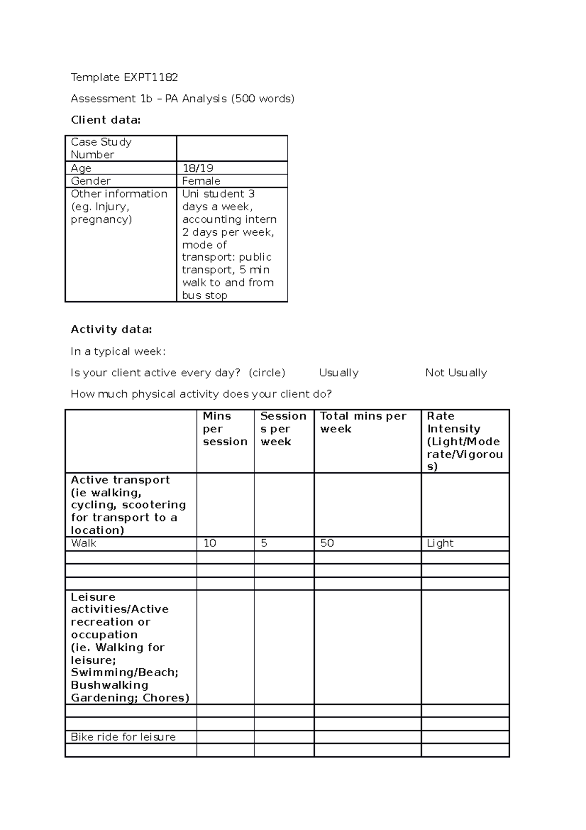 Assessment 1b PA Template - Template EXPT Assessment 1b – PA Analysis ...
