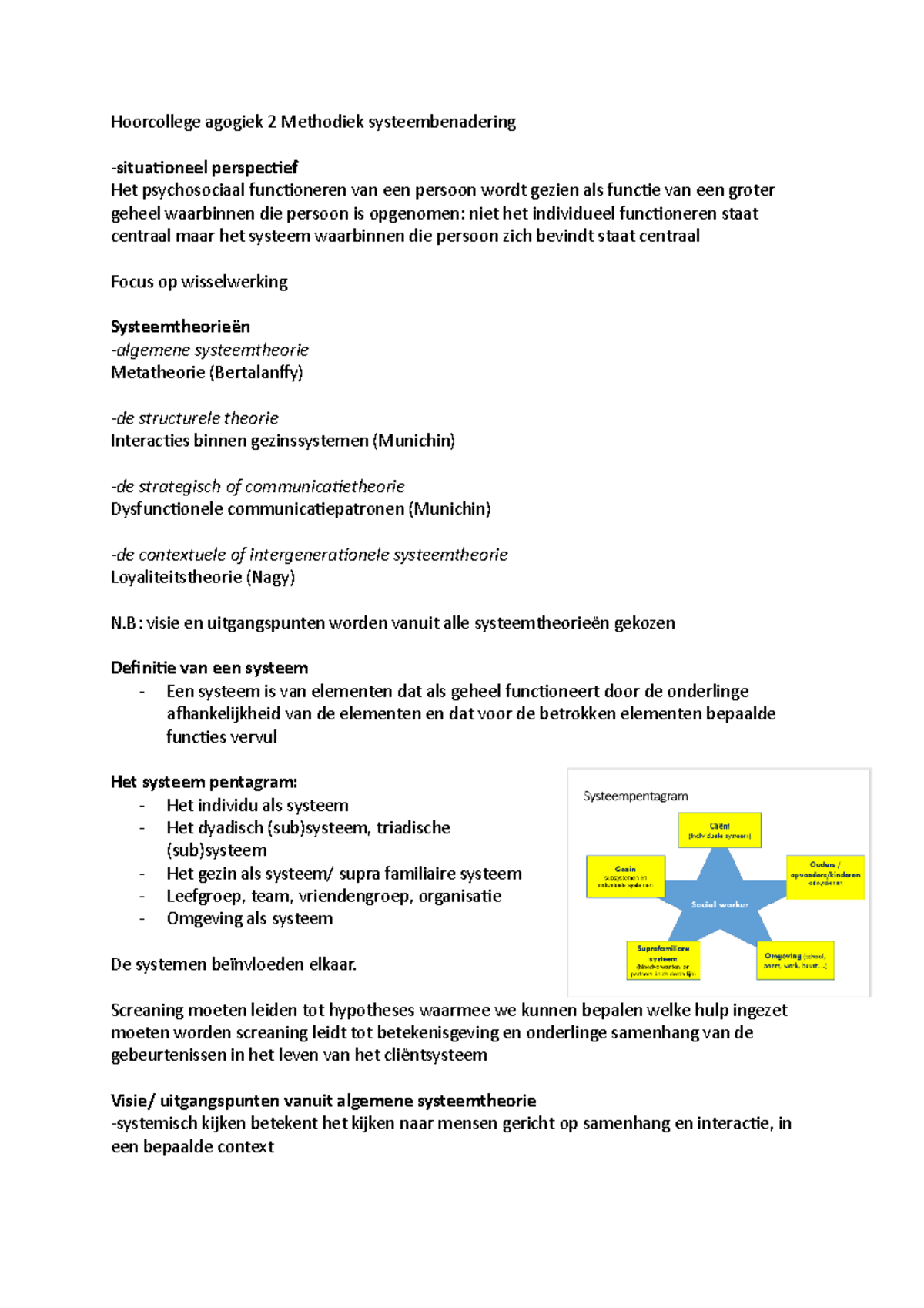 Hoorcollege agogiek 2 Methodiek systeembenadering - Hoorcollege agogiek ...