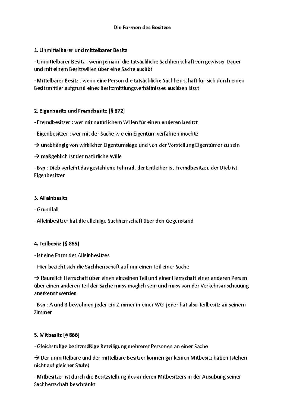 Die Formen des Besitzes - Die Formen des Besitzes Unmittelbarer und ...