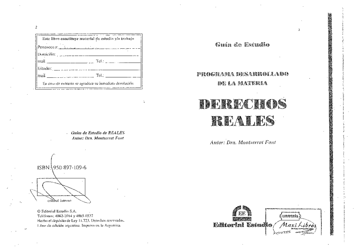 GUIA DE Reales Editorial Estudio - Elementos de Derechos Reales - Studocu