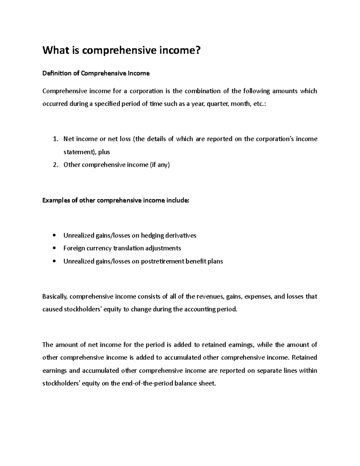 What is comprehensive income - What is comprehensive income? Definition ...