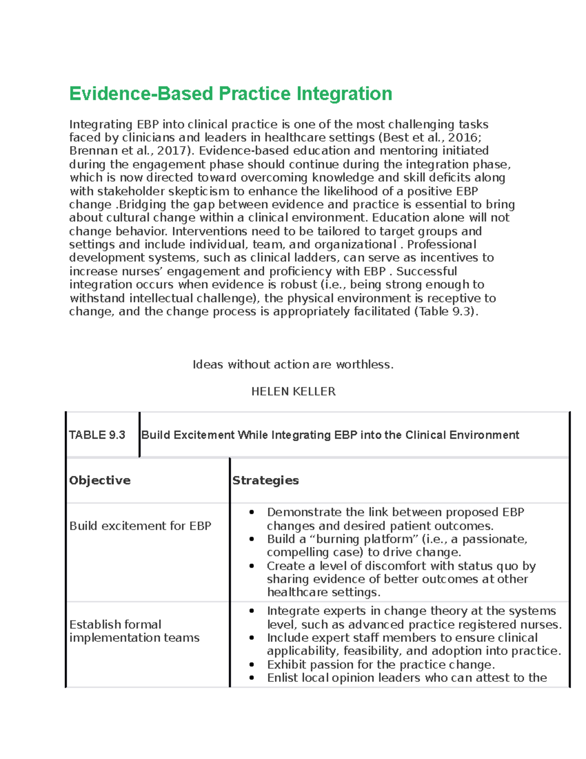 Evidence 103 - Lecture notes - Evidence-Based Practice Integration ...