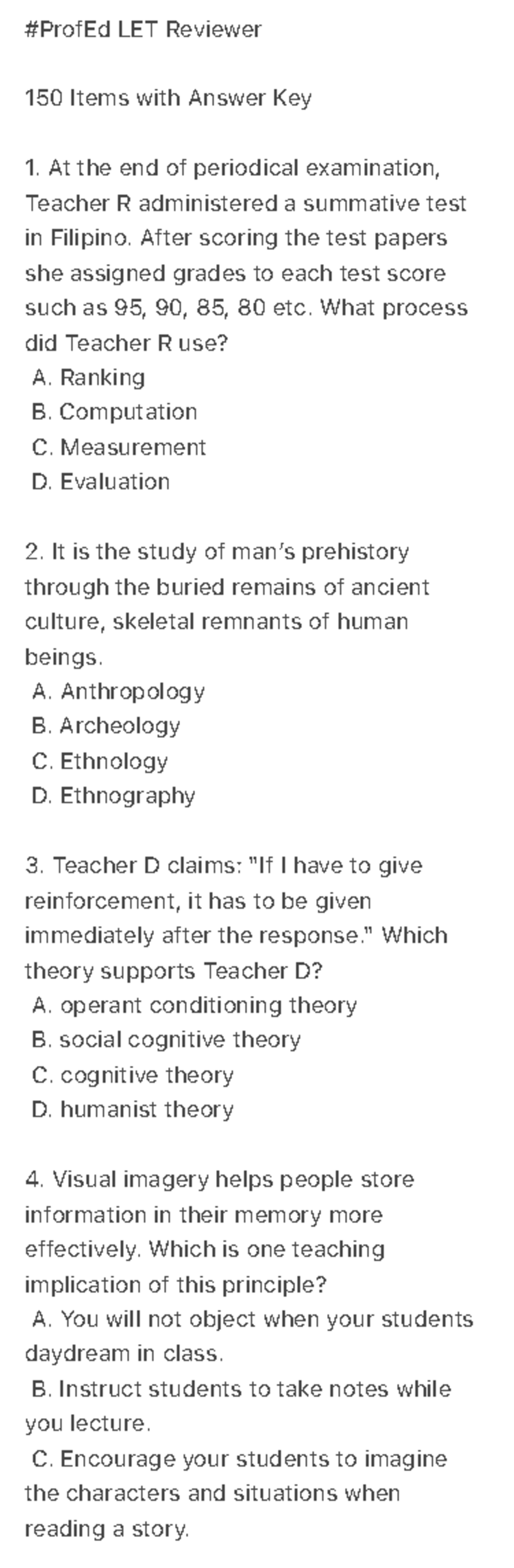 #Prof Ed LET Reviewer - It is new - #ProfEd LET Reviewer 150 Items with ...