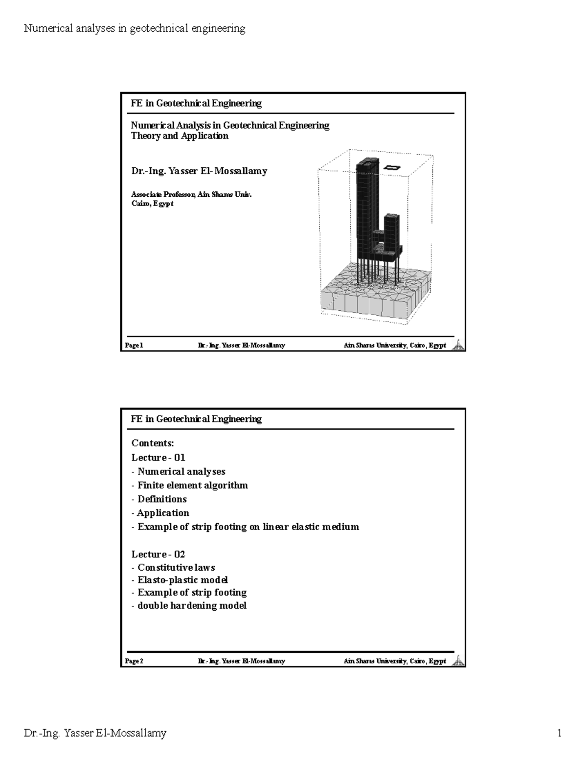 Lec fem in geom 02 - soil structure interaction - Page 1 Dr.-Ing ...