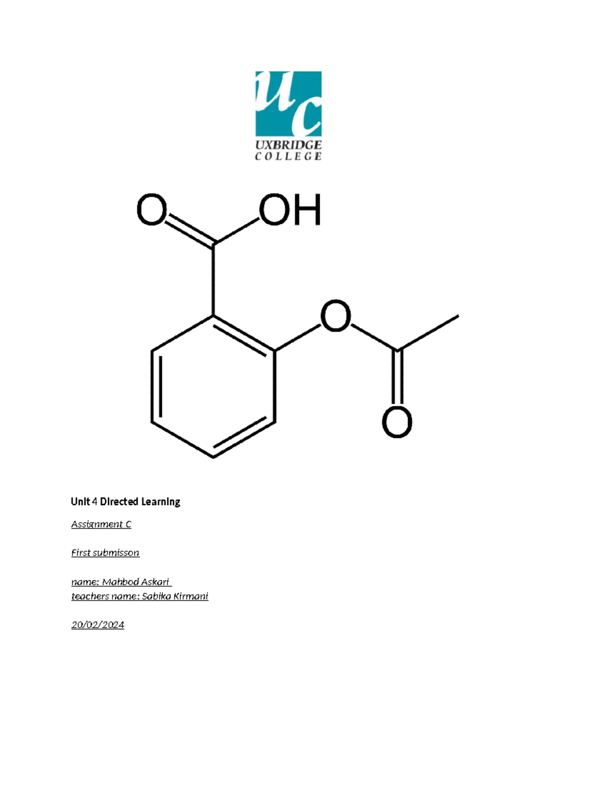 Assignment aim A - Unit 4 Directed Learning Assignment C First ...