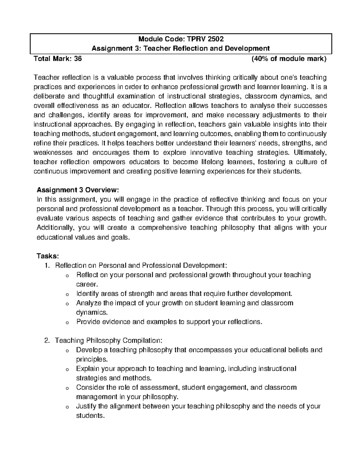 TPRV 2502 Assignment 3 - It is a deliberate and thoughtful examination ...