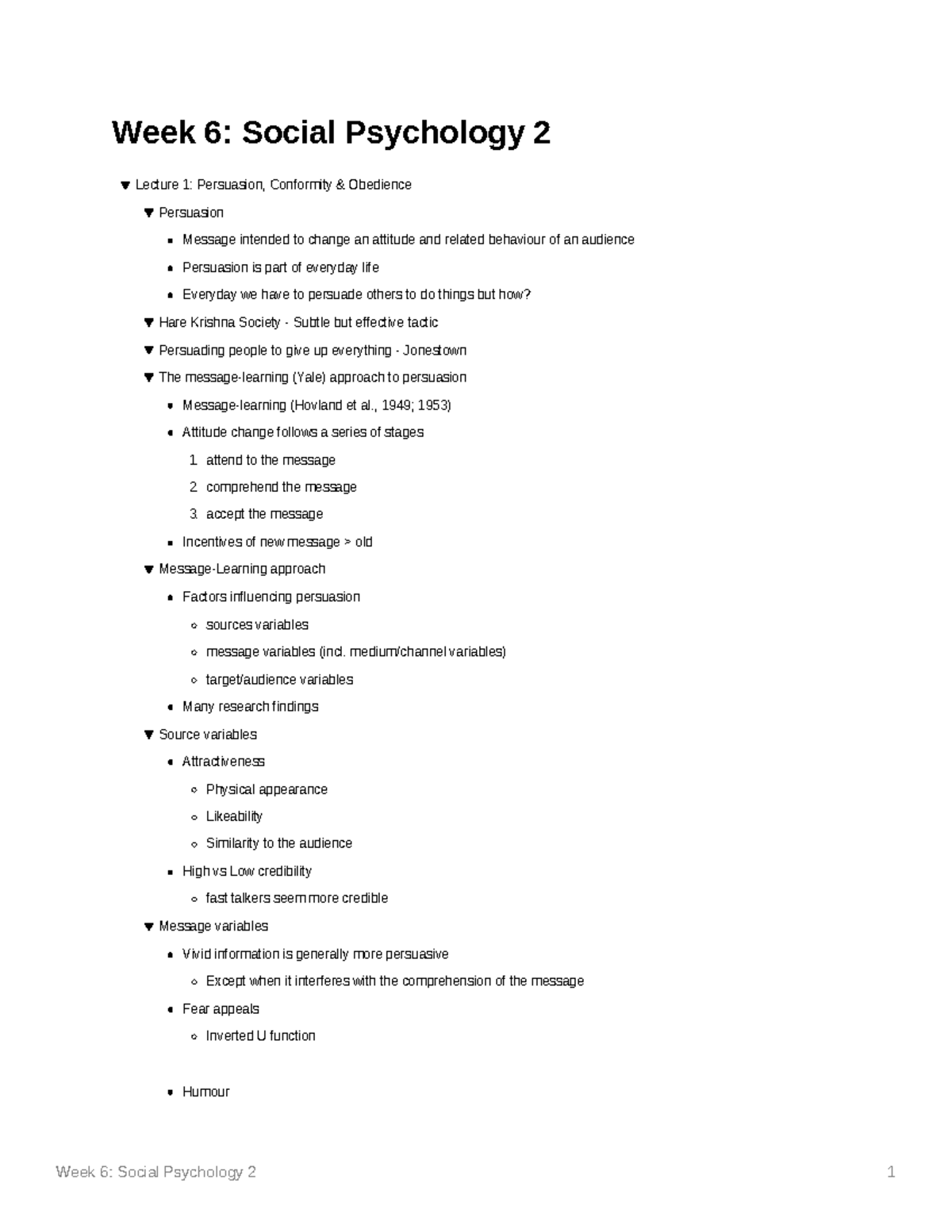 Week 6 Social Psychology 2 - Week 6: Social Psychology 2 Lecture 1 ...