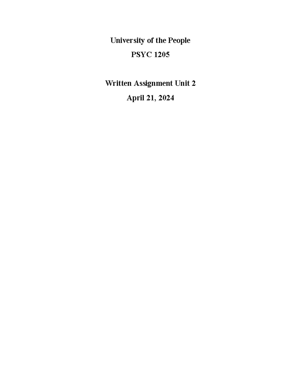 PSYC 1205 WA 2 - communication networks - University of the People PSYC 1205 Written Assignment ...