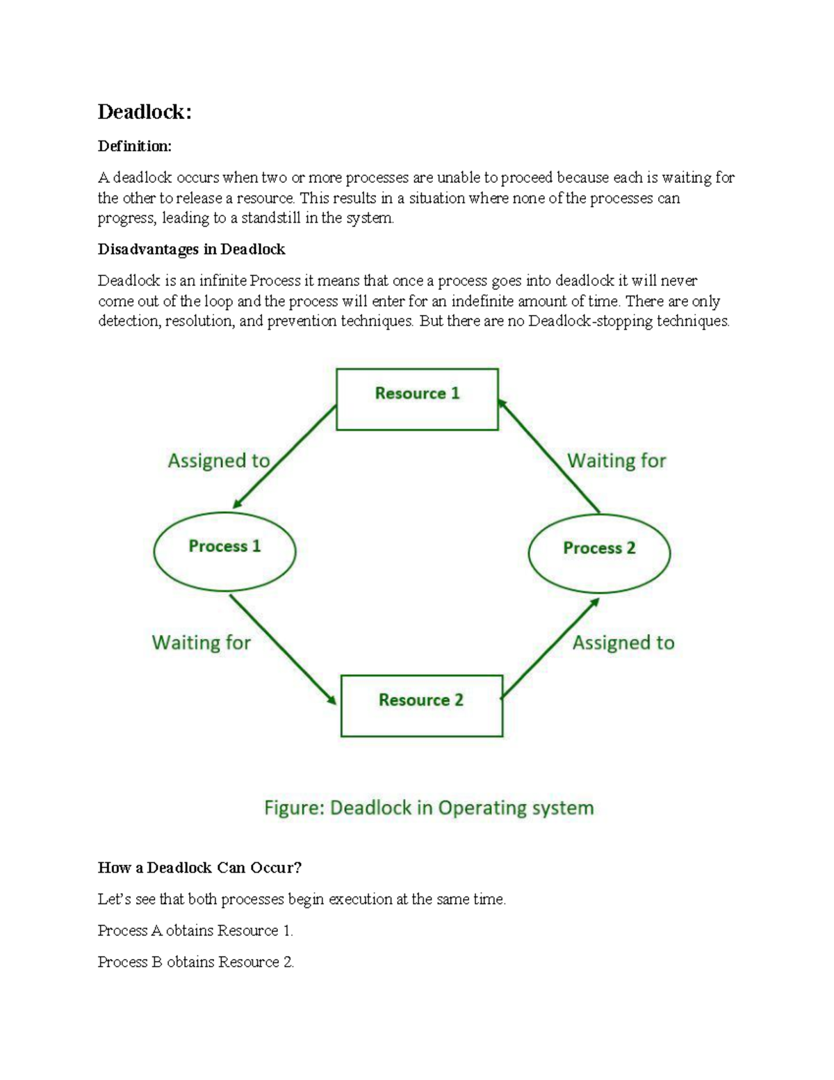 Deadlock sorting memory management - Deadlock: Definition: A deadlock ...