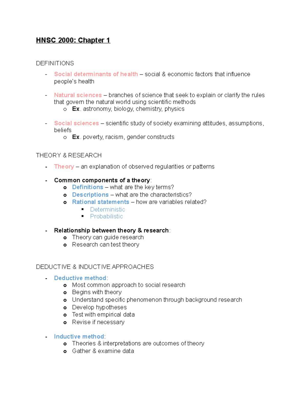 HNSC 2000 - CH 1 - HNSC 2000 - U of M - Studocu