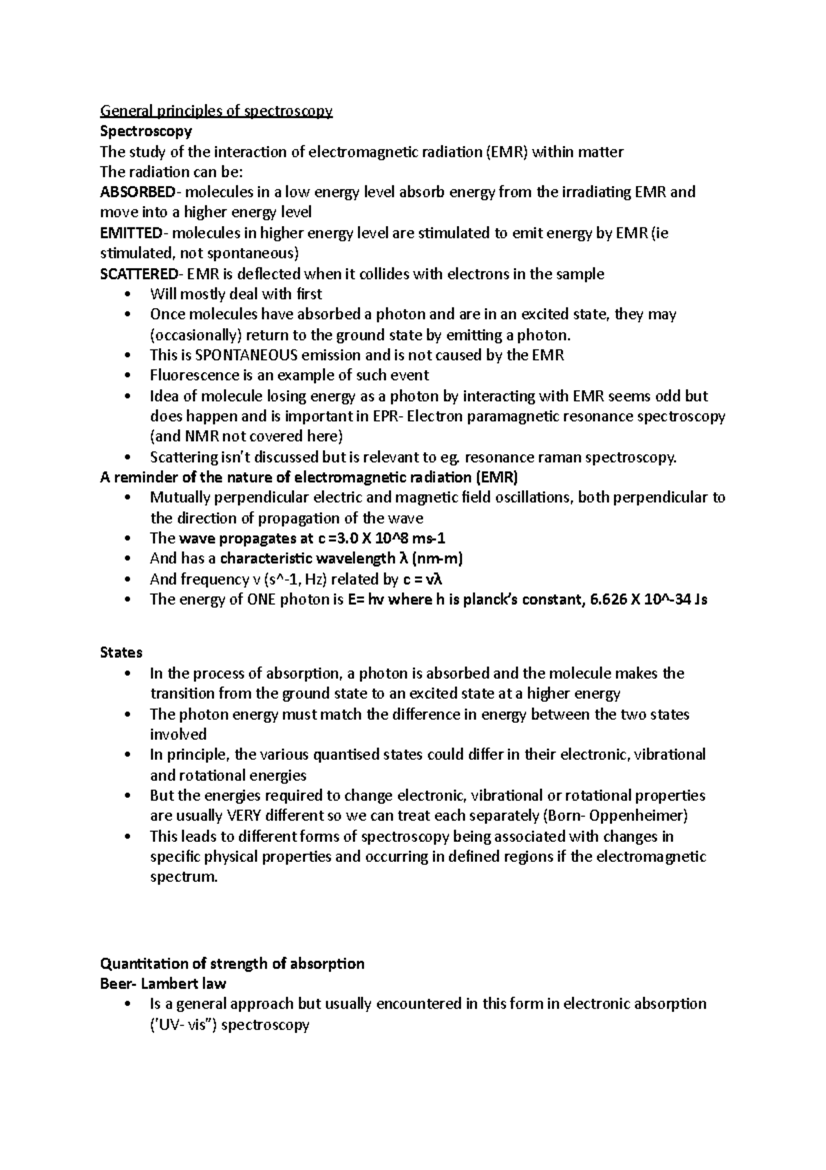 General principles of spectroscopy - General principles of spectroscopy ...