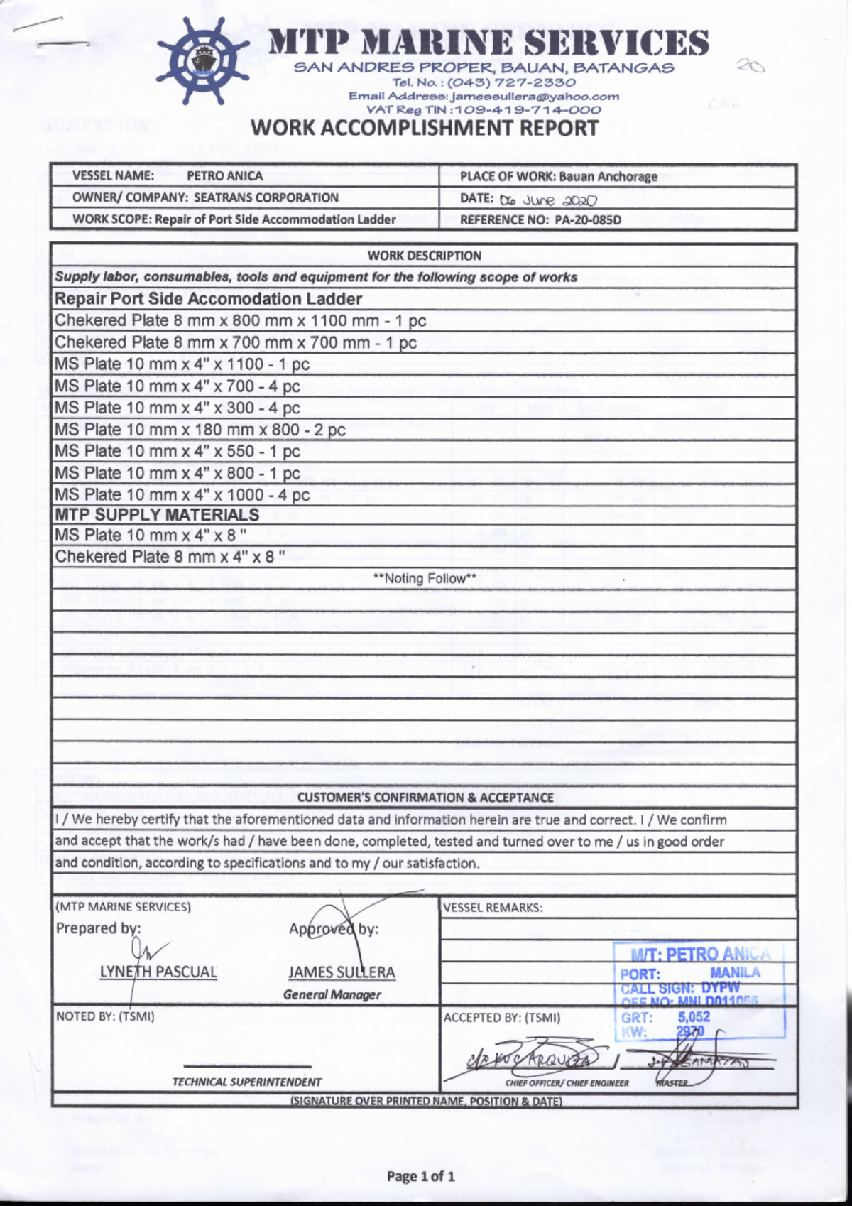 PA-20-085D - Metal steel and checkered plates - Bachelor of Secondary ...