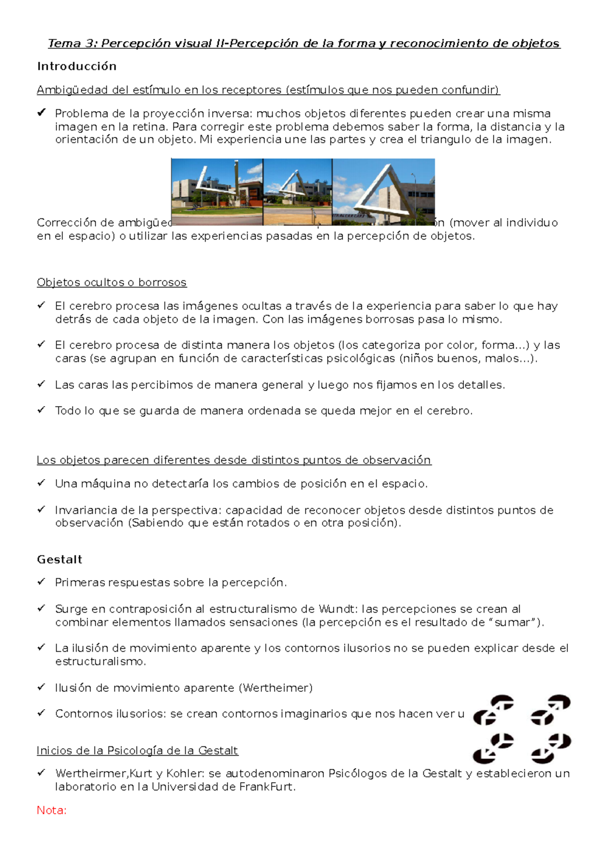 Tema 3 Percepción visual II Reconocimiento de objetos - Tema 3: Percepción visual II-Percepción ...